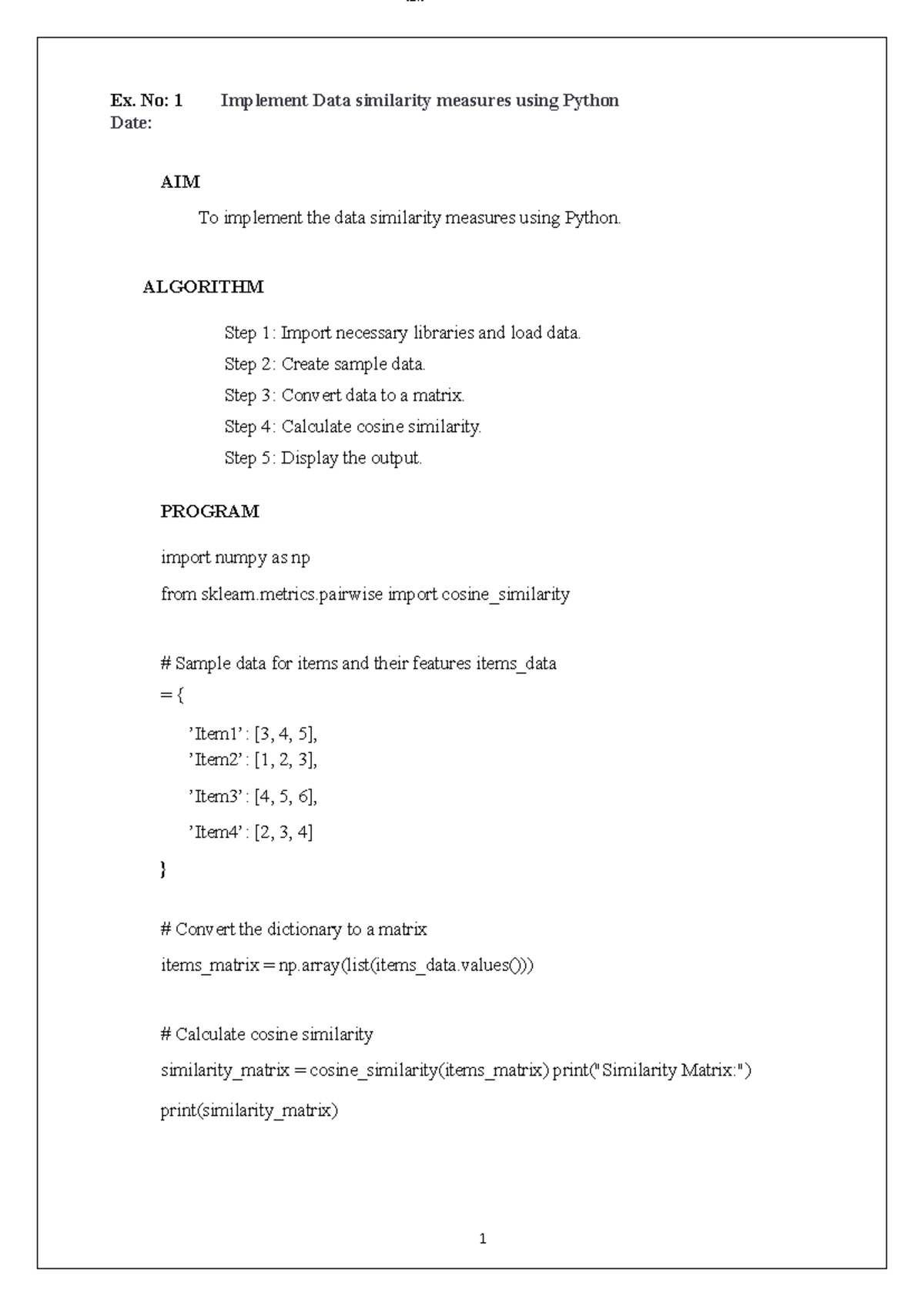Ccs360 Lab Manual: Data Similarity & Recommender System Implementations - Studocu