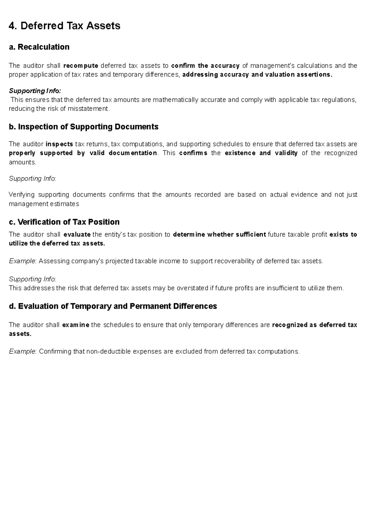 Deferred Tax Assets: Audit Procedures and Verification Techniques - Studocu