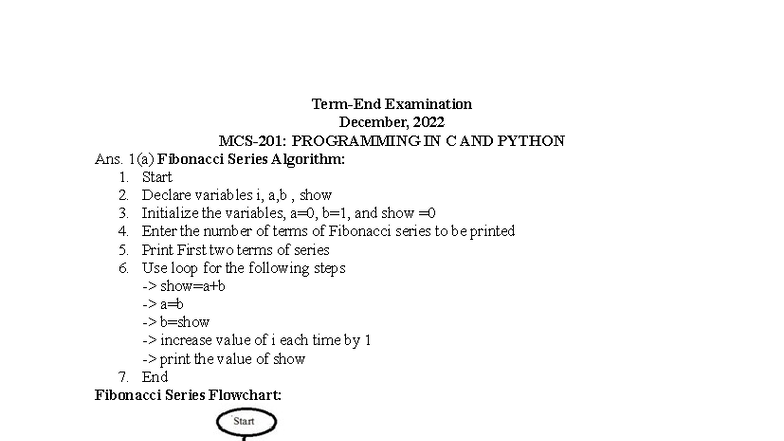 MCS-201 Dec 2022 - Programming in C & Python Exam Solutions - Studocu