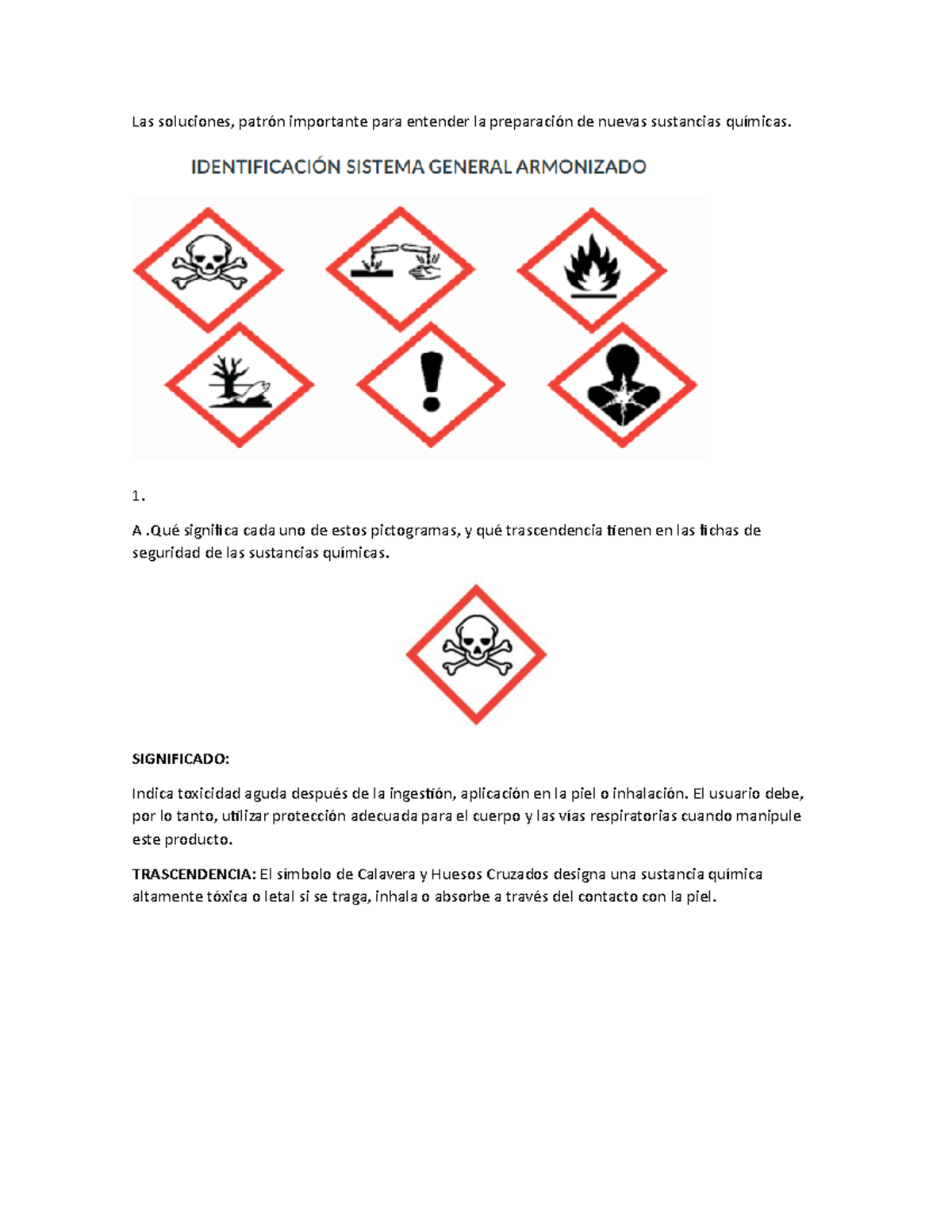 Fichas De Seguridad Chem 101 Pictogramas Y Preparación De Soluciones