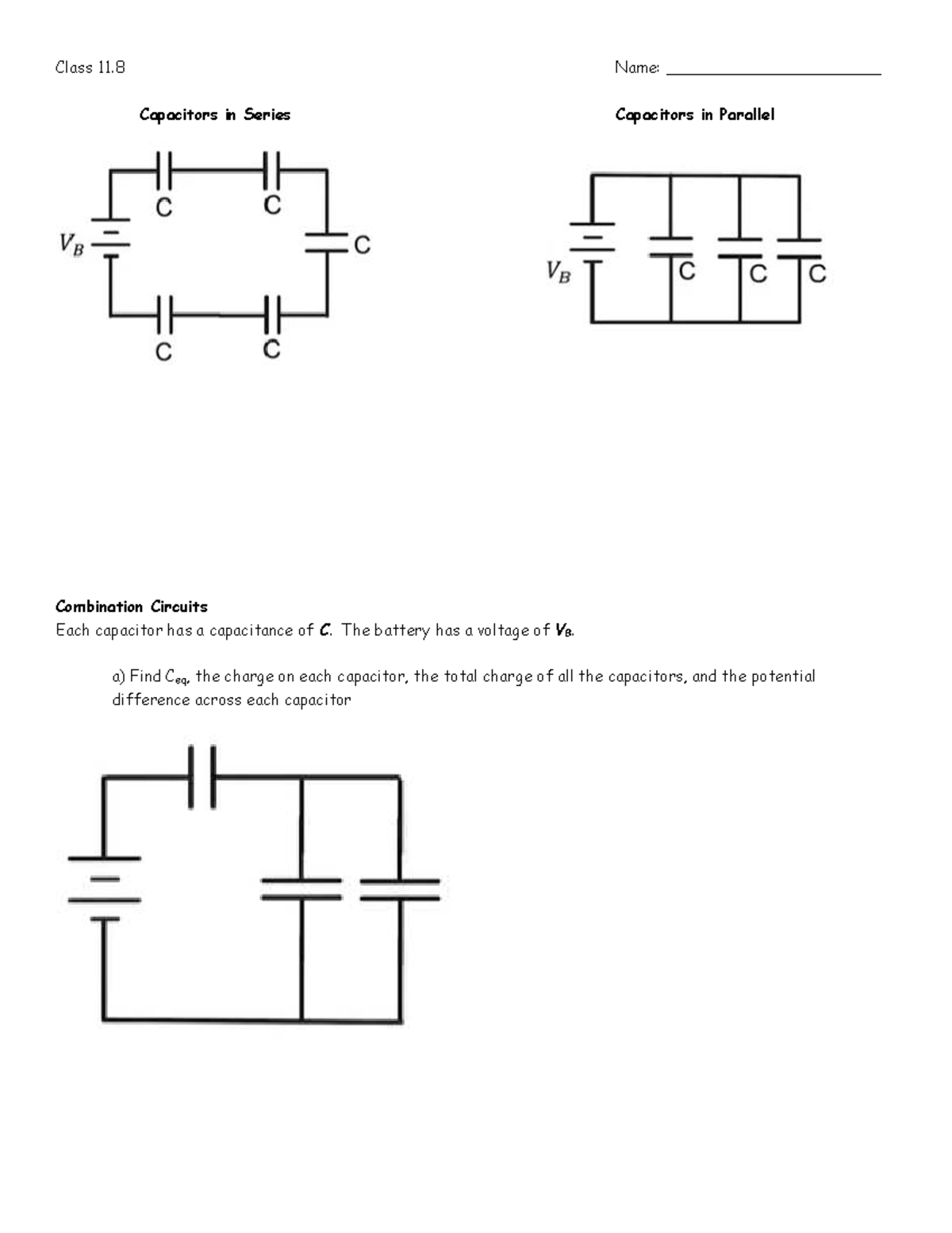 Class 11.8 Capacitors in Series & Parallel: Circuit Analysis Notes ...