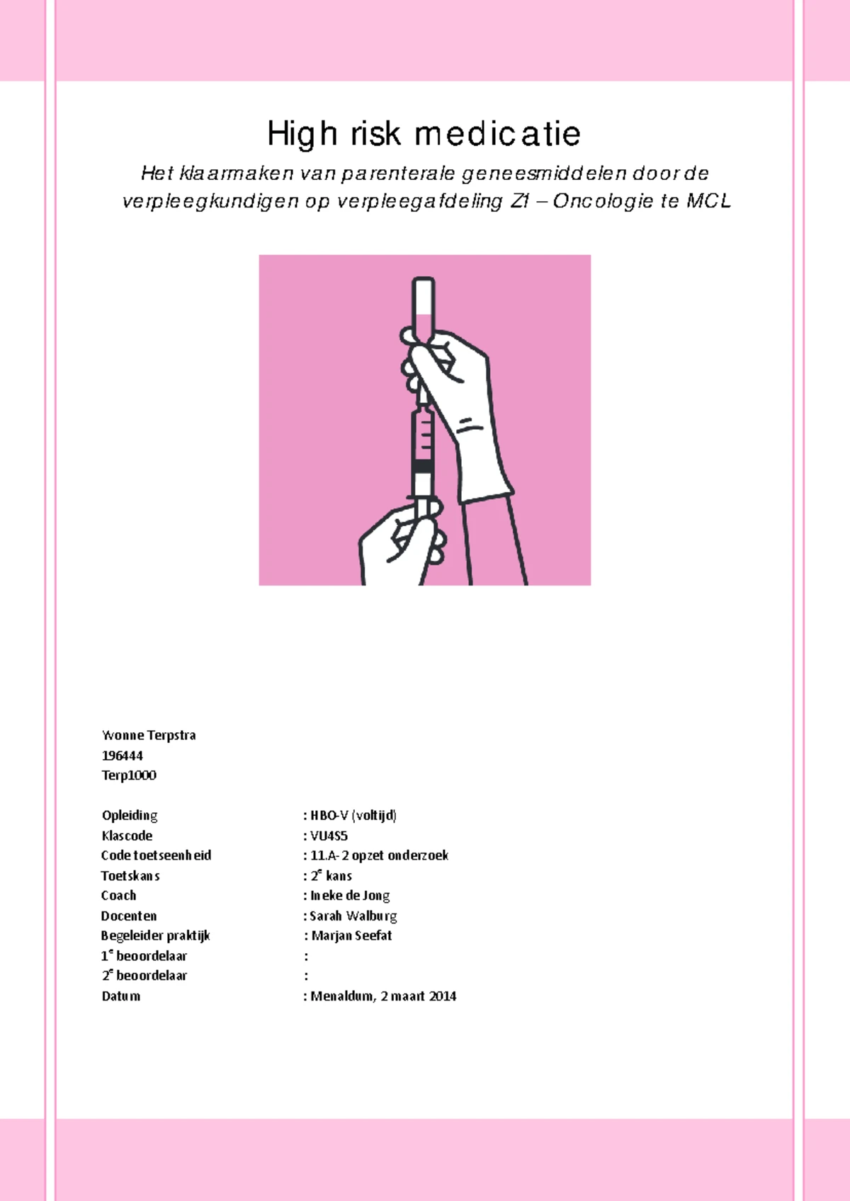 PES Structuur - PES-Structuur Verpleegkundige diagnoses P – Probleem ...