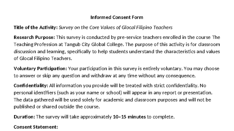Survey on Core Values of Glocal Filipino Teachers (The Teaching ...
