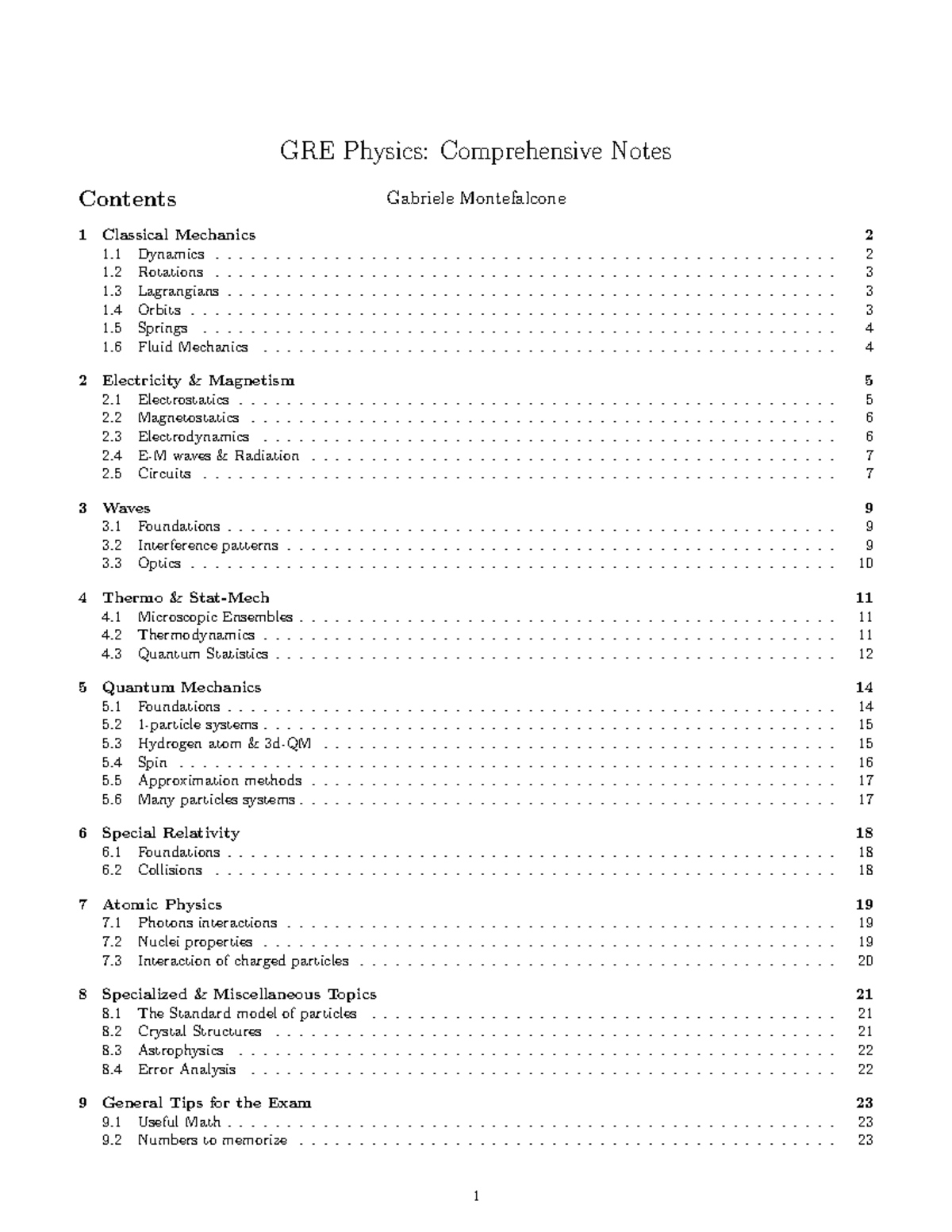 GRE Physics: Comprehensive Study Notes for Exam Preparation - Studocu