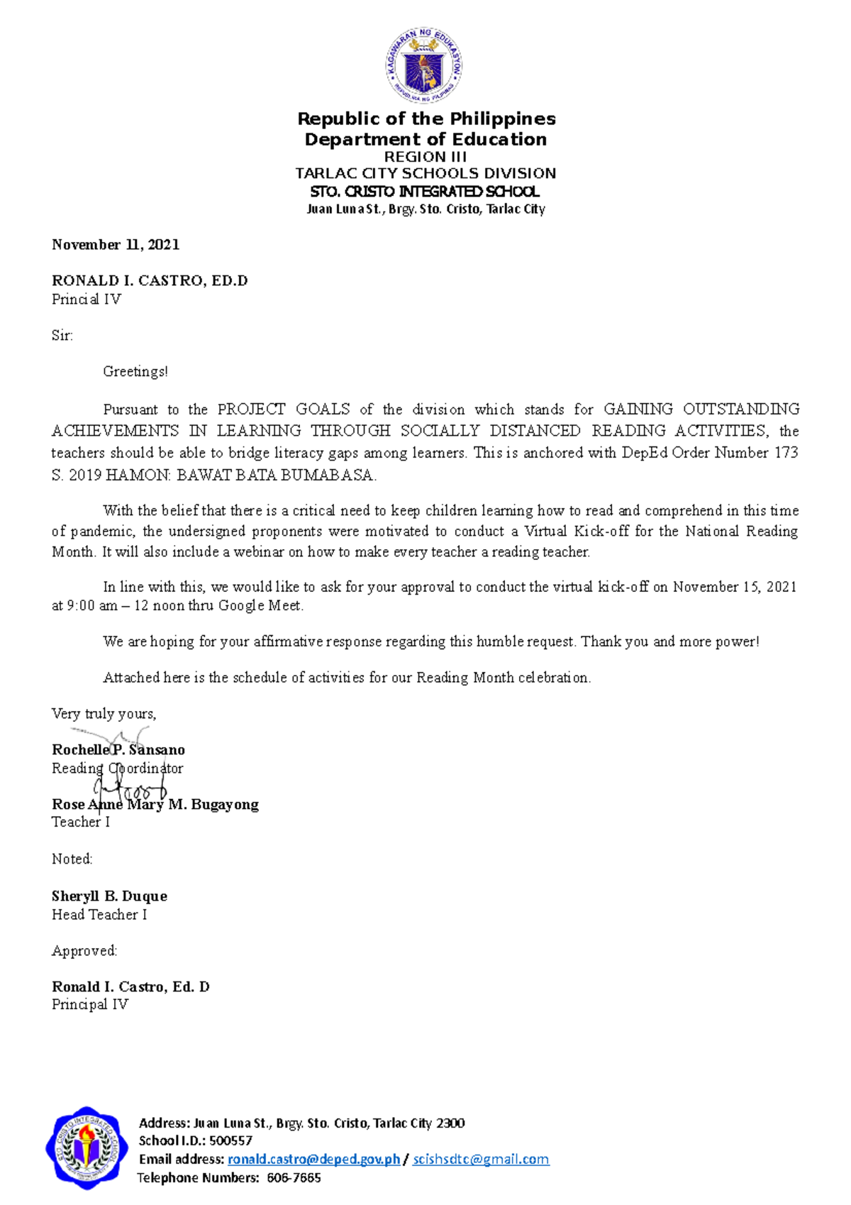 Brigada Pagbasa Proposal - Republic of the Philippines Department of ...