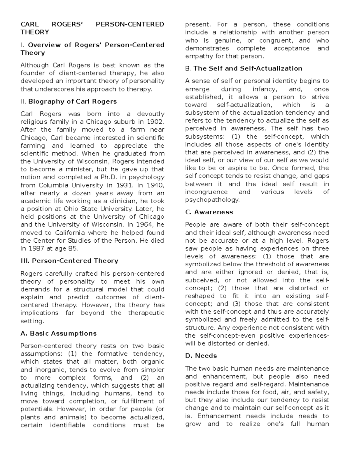 Carl Rogers' Person-Centered Theory Overview and Therapeutic Process ...