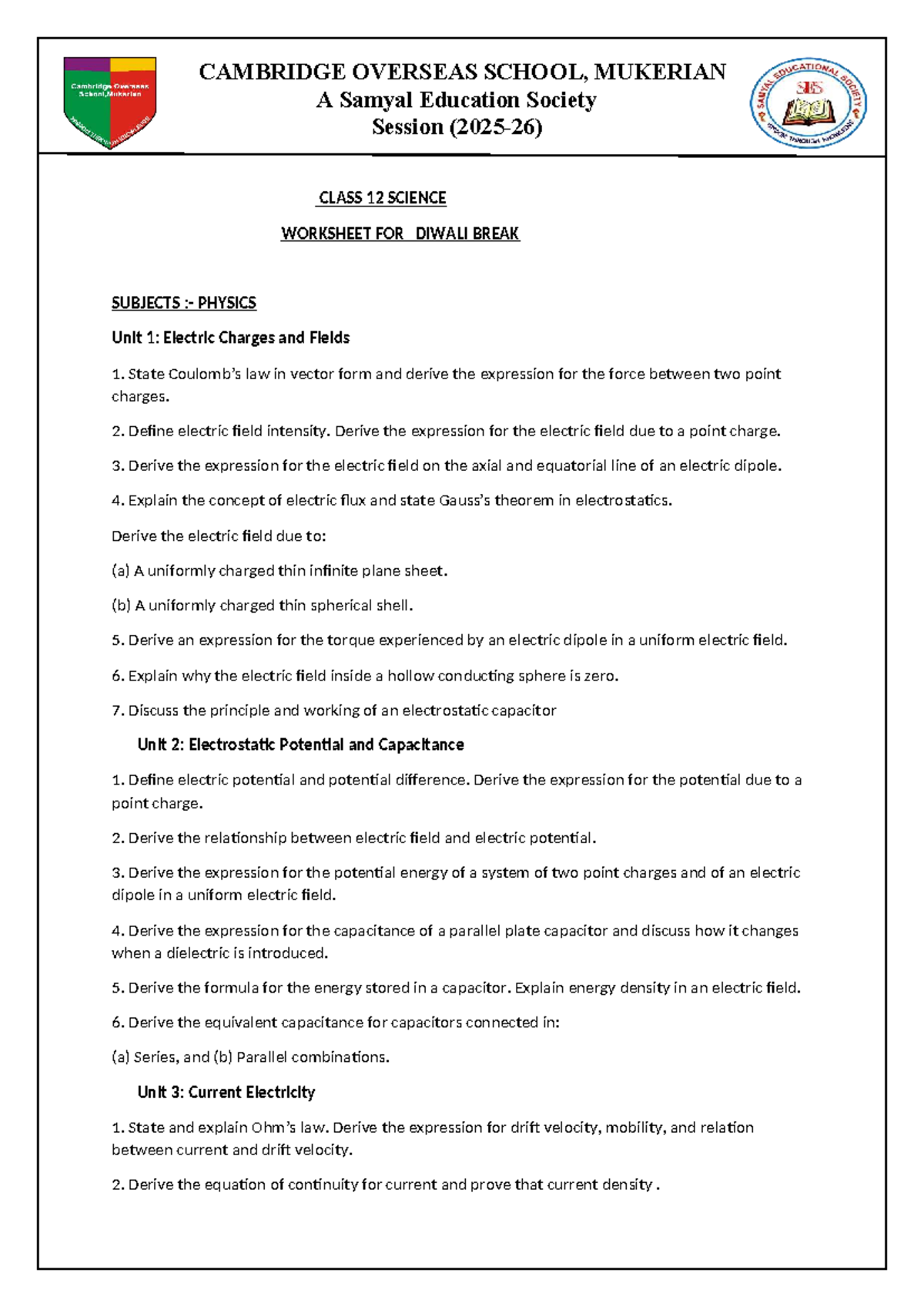 G12 Science Worksheet: Key Concepts in Physics, Biology, and Chemistry ...