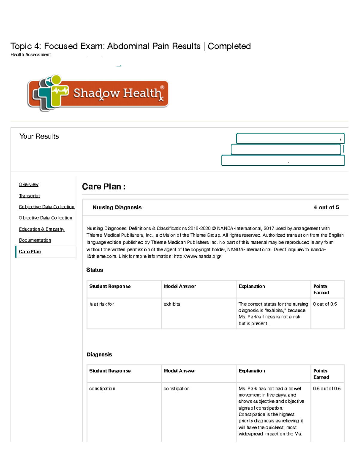 Shadow Health® │ Digital Clinical Experiences™ from Elsevier - Topic 4 ...