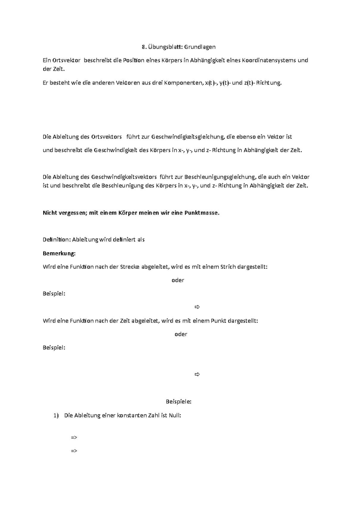 8 - Hghhh - Übungsblatt: Grundlagen Ein Ortsvektor beschreibt die ...