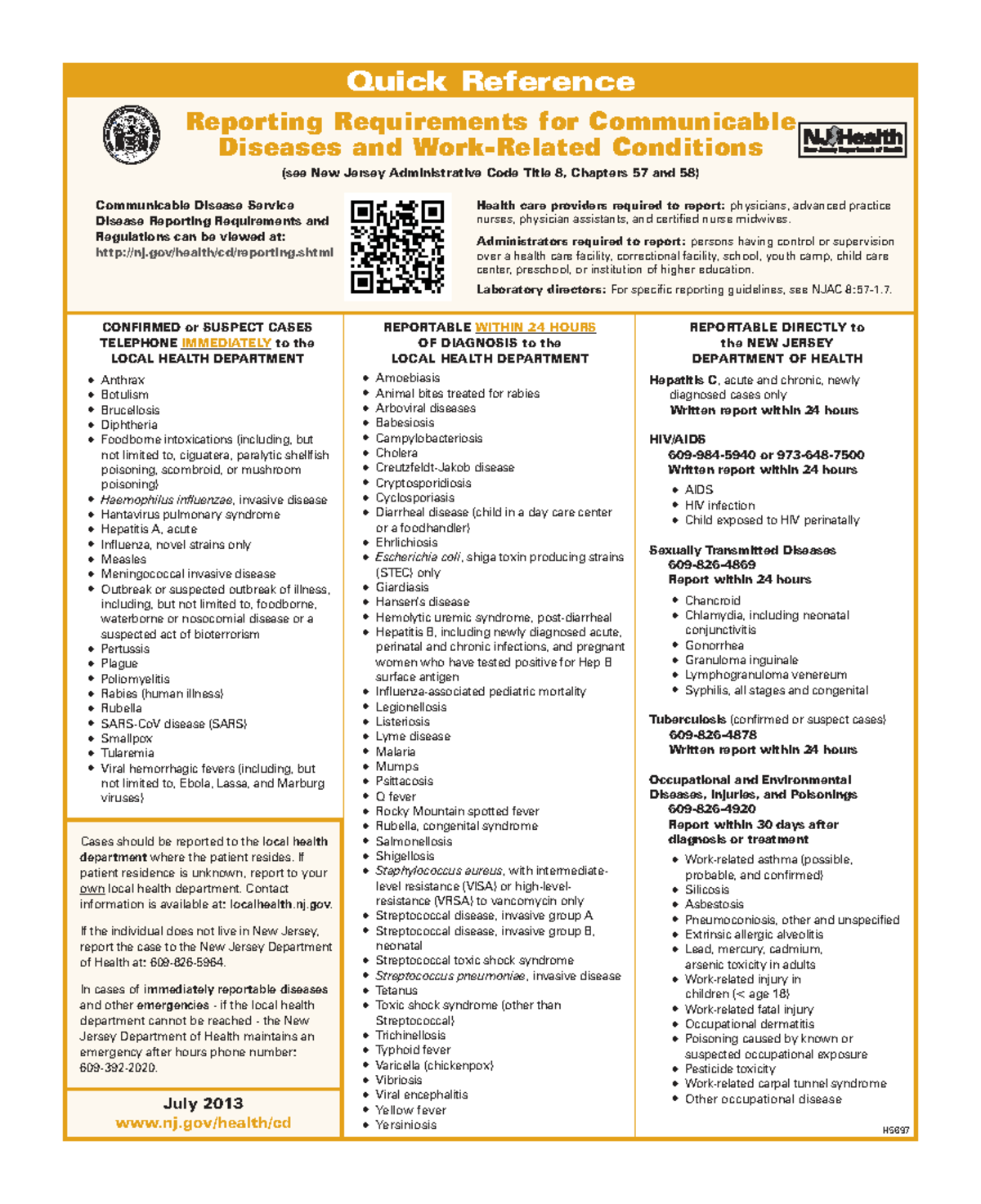 Lecture 2 - NJ Reportable Communicable Diseases (H5697) - Studocu