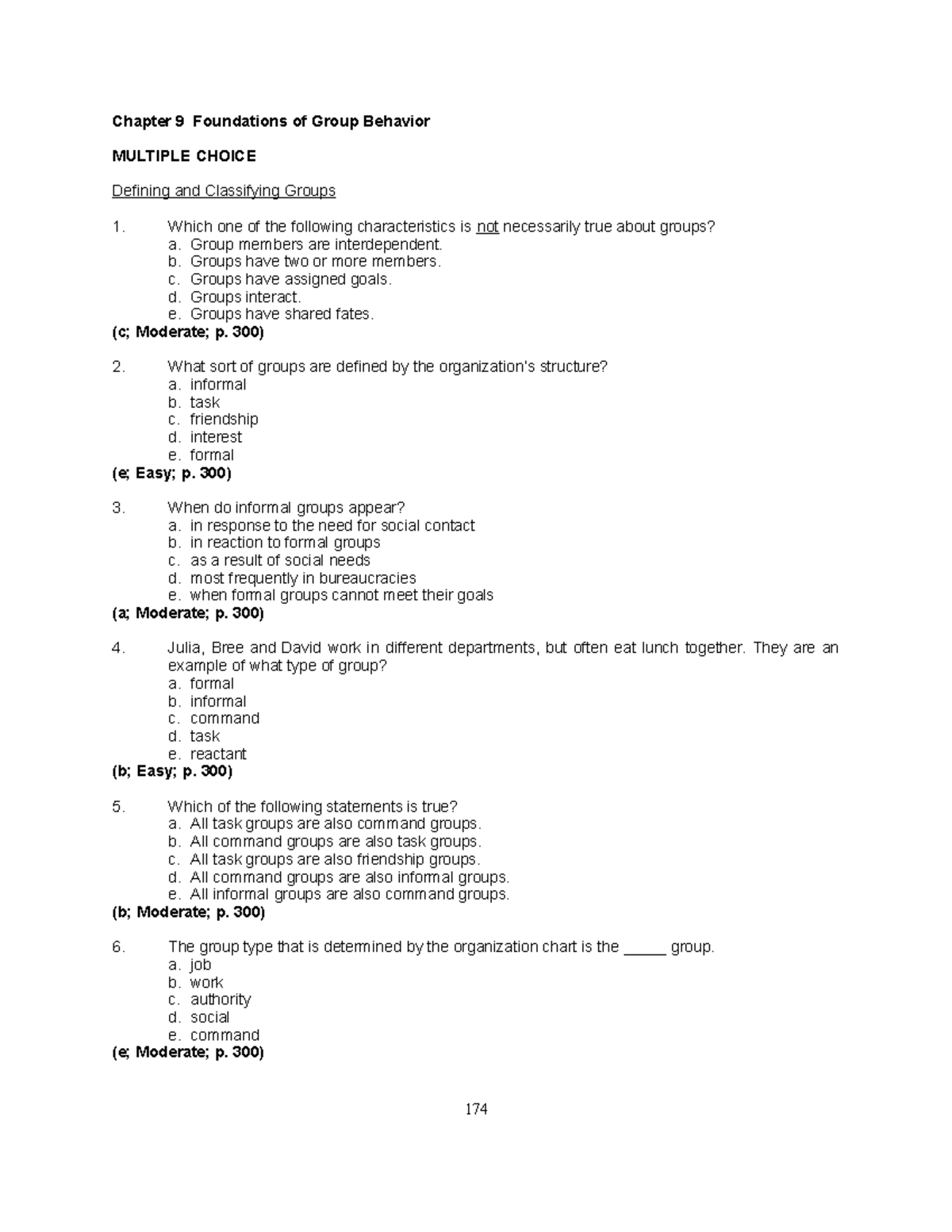 OB-CH09 - MCQs on Foundations of Group Behavior - Studocu