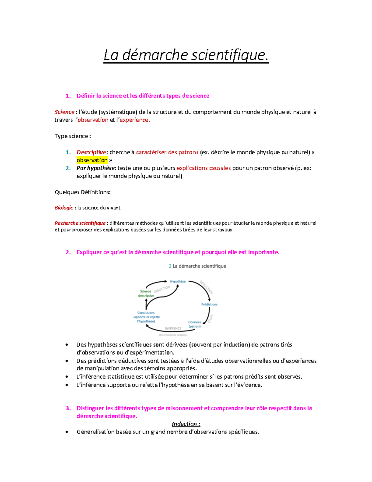 BIO 1530 Module 1 la démarche scientifique - La démarche scientifique ...