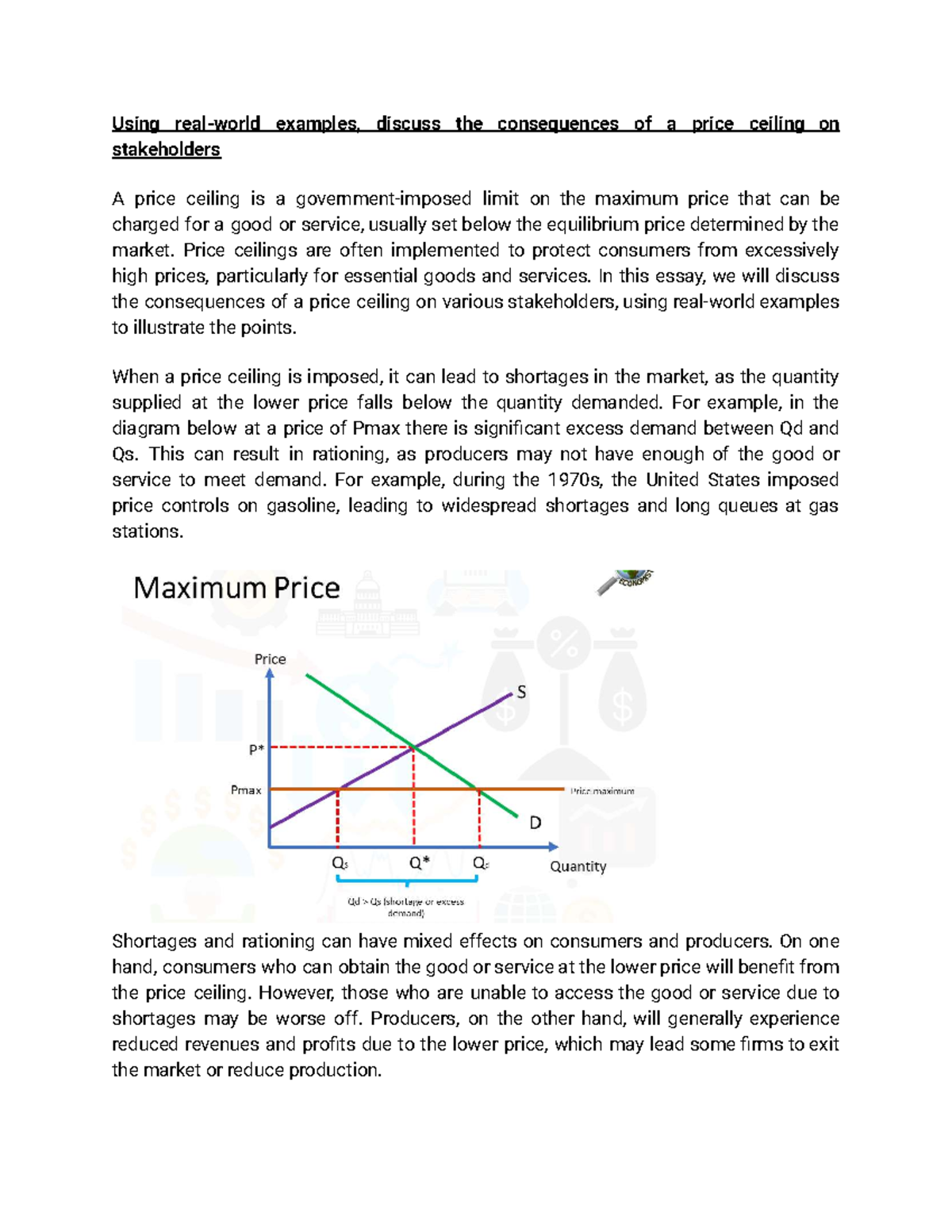 Evaluating Price Ceilings and Their Consequences on Stakeholders in ...