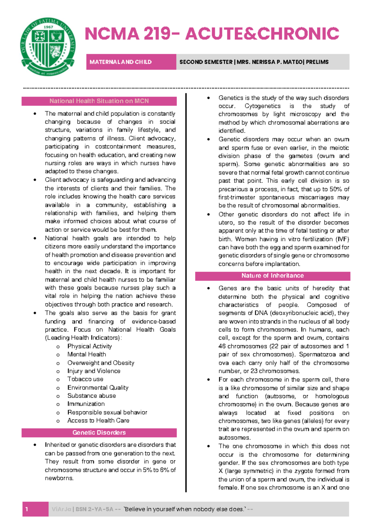 NCMA 219 Prelims: Maternal and Child Health Overview - Studocu