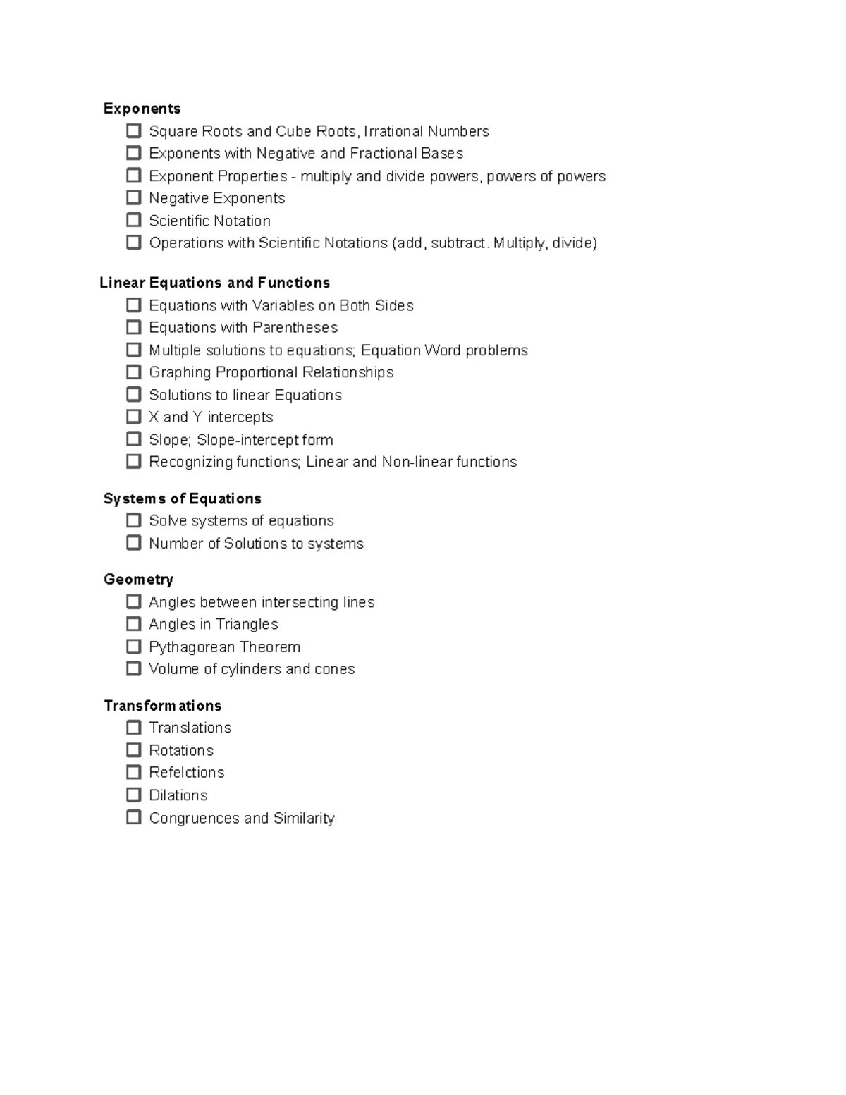 Mathematics Review: Exponents, Equations, Geometry & Functions (MATH ...