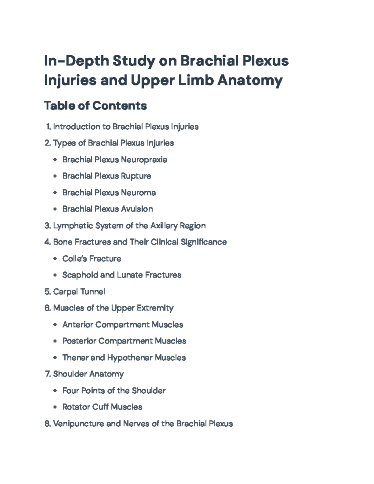 Brachial Plexus Injuries and Upper Limb Anatomy: A Comprehensive Guide - In-Depth Study on ...