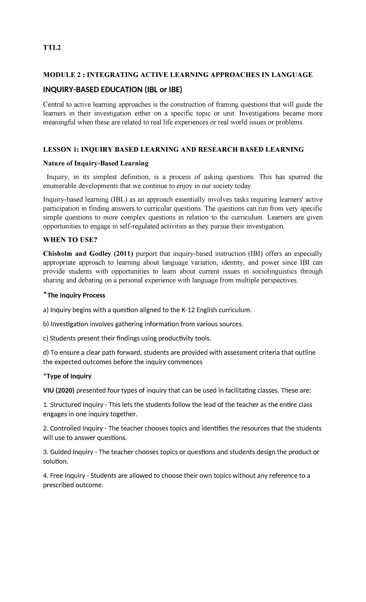 Integrating-Active-Learning-Approaches-in-Language-Learning-2 - TTL MODULE 2 : INTEGRATING ...