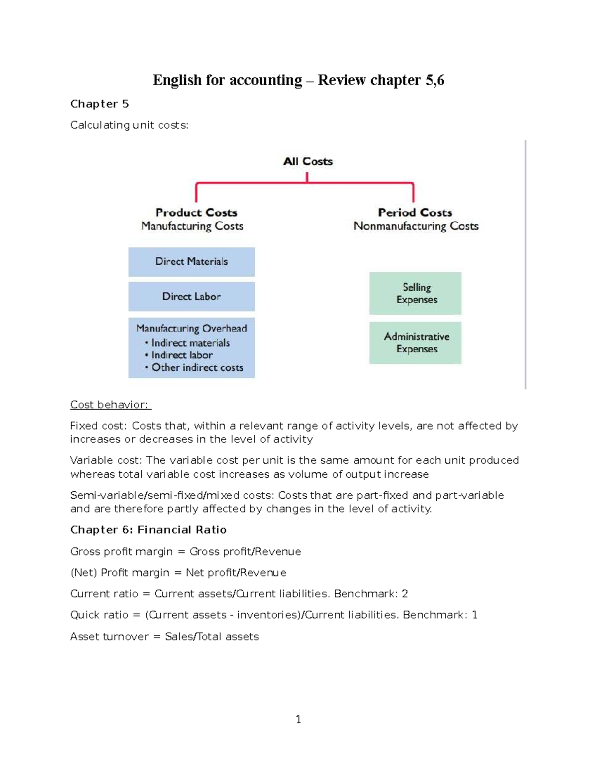 English for Accounting - Review of Chapters 5 & 6 Concepts - Studocu