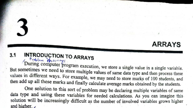 Chapter 3: Introduction to Arrays in Data Structures (CS101) - Studocu
