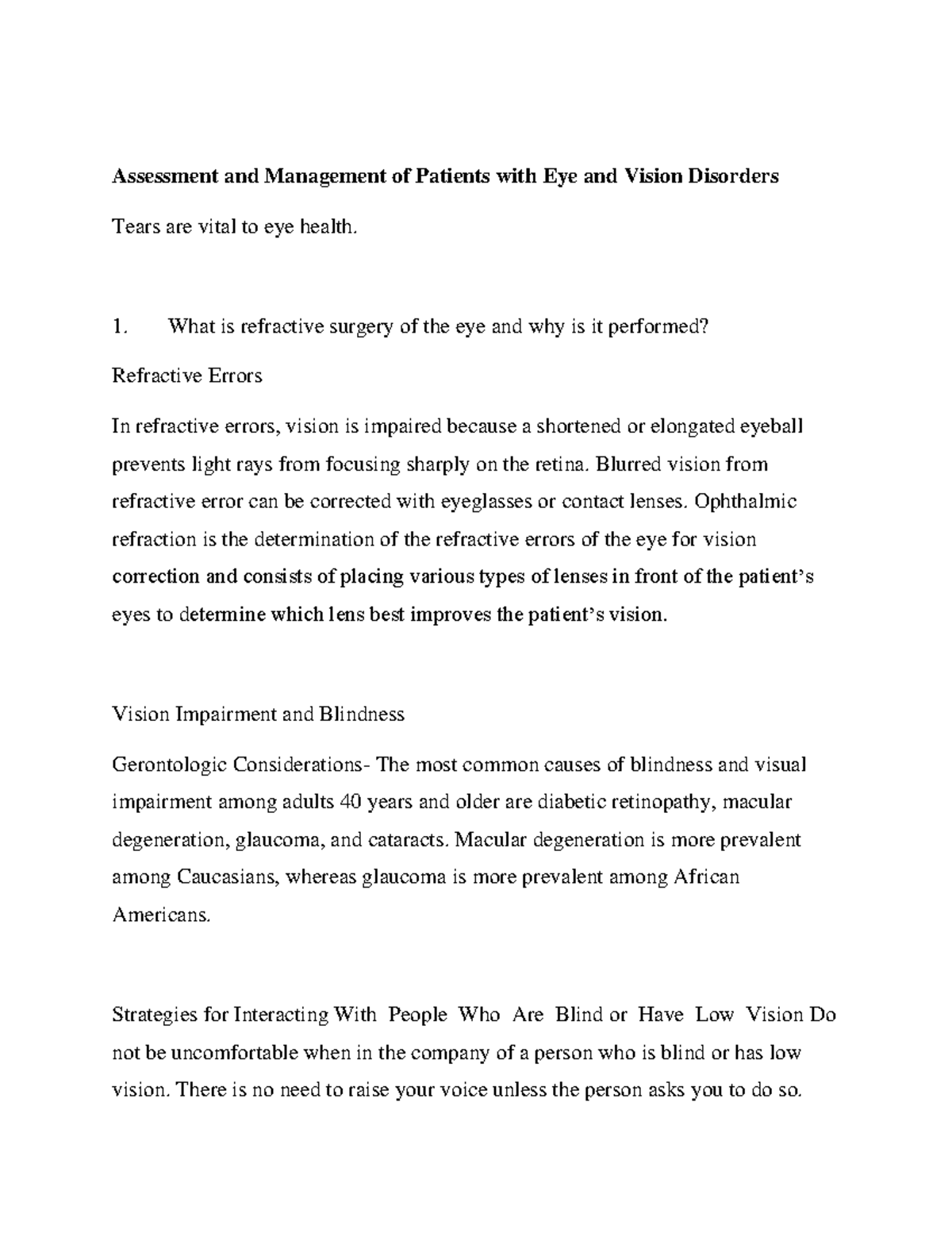 Assessment and Management of Eye and Vision Disorders: Insights and ...