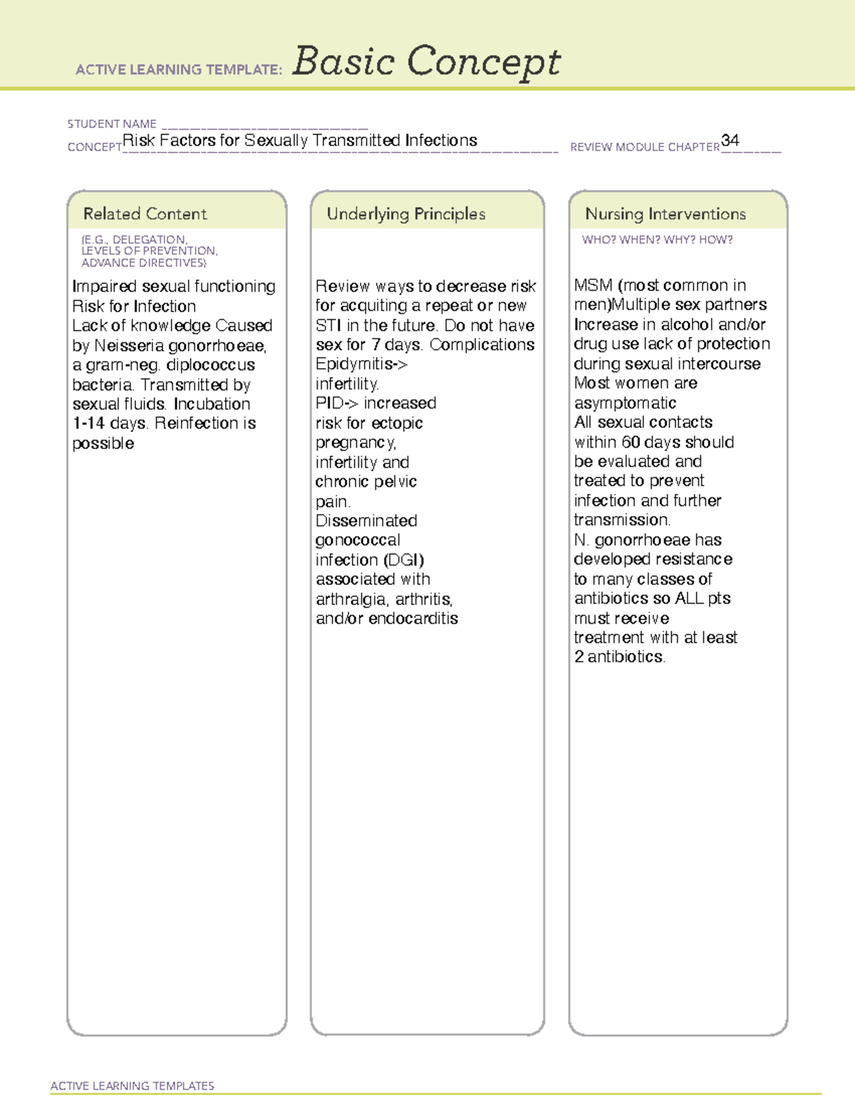 Risk Factors for STIs: Overview and Nursing Interventions - Studocu
