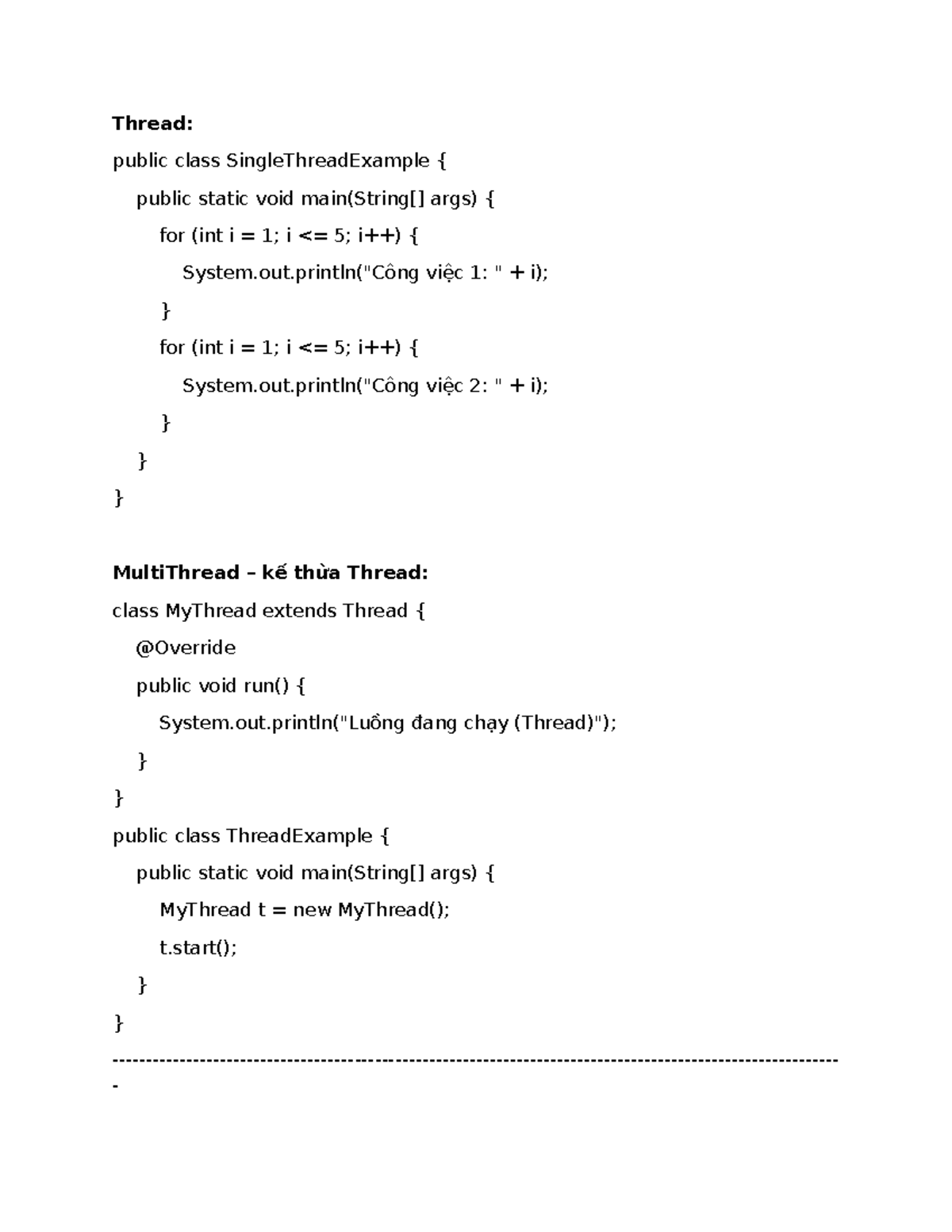 Java Multithreading Concepts: Single & MultiThread Examples - Studocu