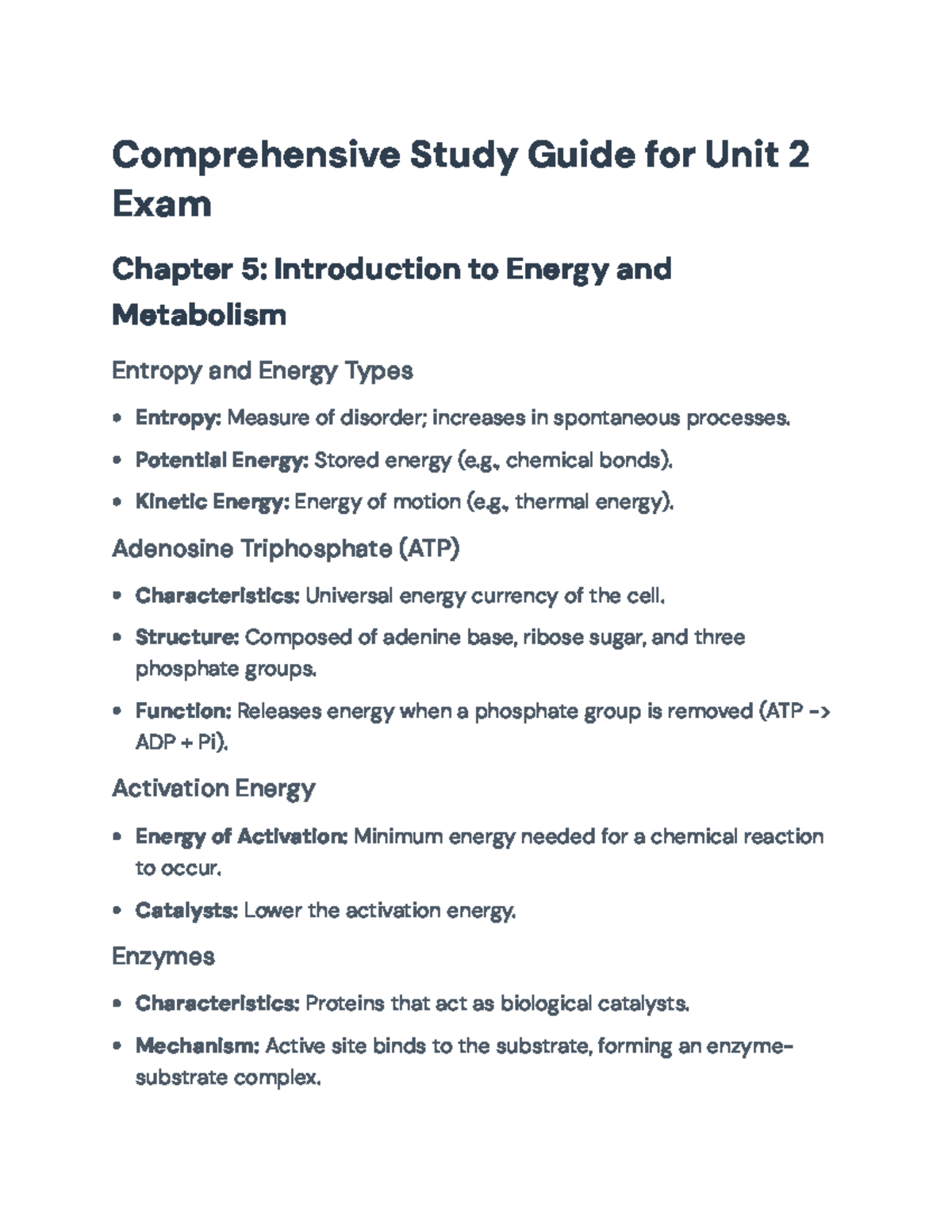 Comprehensive Study Guide for Unit 2: Photosynthesis & Respiration ...