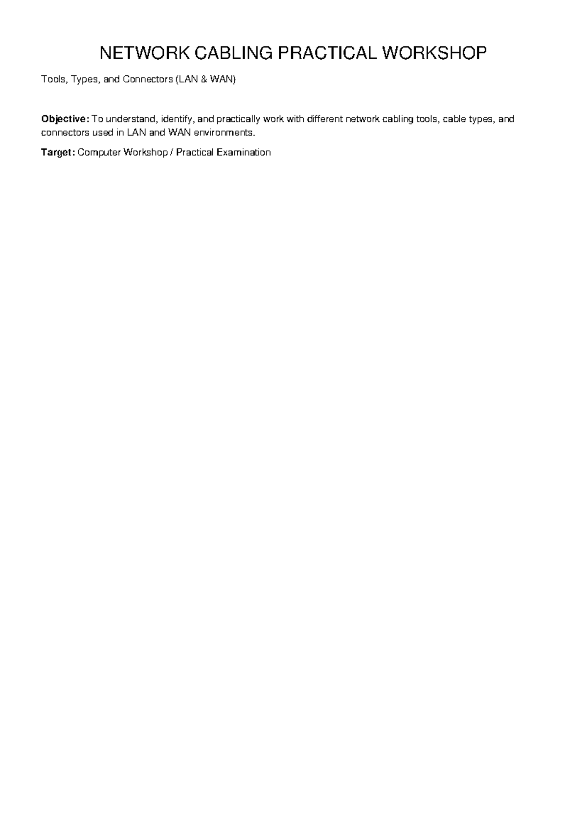 NETWORK CABLING PRACTICAL WORKSHOP: Tools, Types & Connectors (LAN/WAN ...