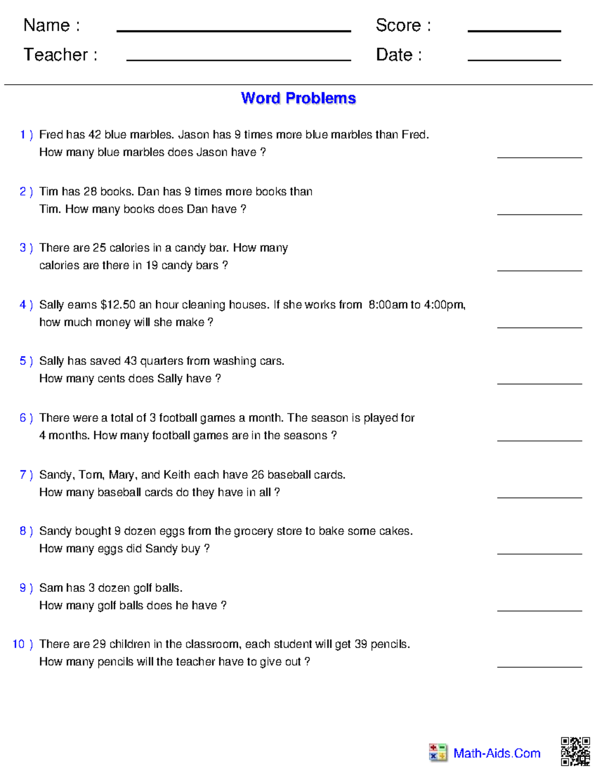Word Problems: Multi-Digit Addition & Subtraction Practice - Studocu