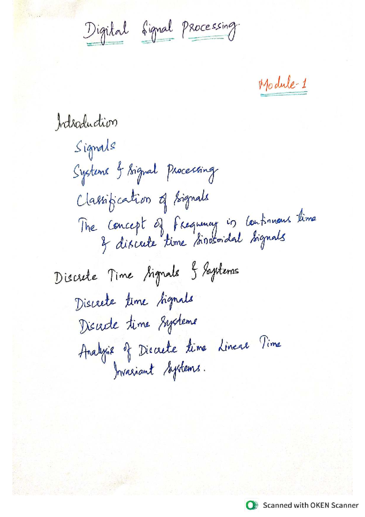DSP Notes Module-1: Introduction to Digital Signal Processing - Studocu