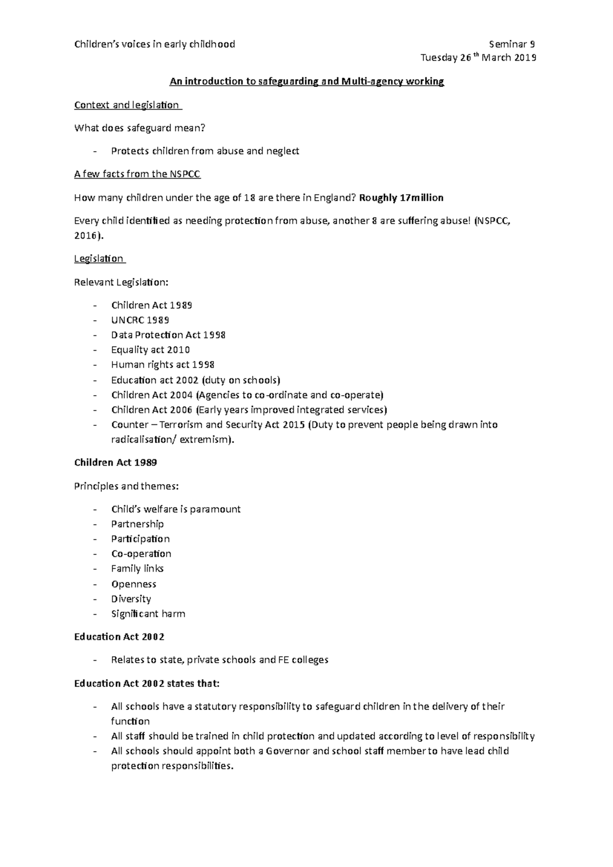 An introduction to safeguarding and multi-agency working - Children’s ...