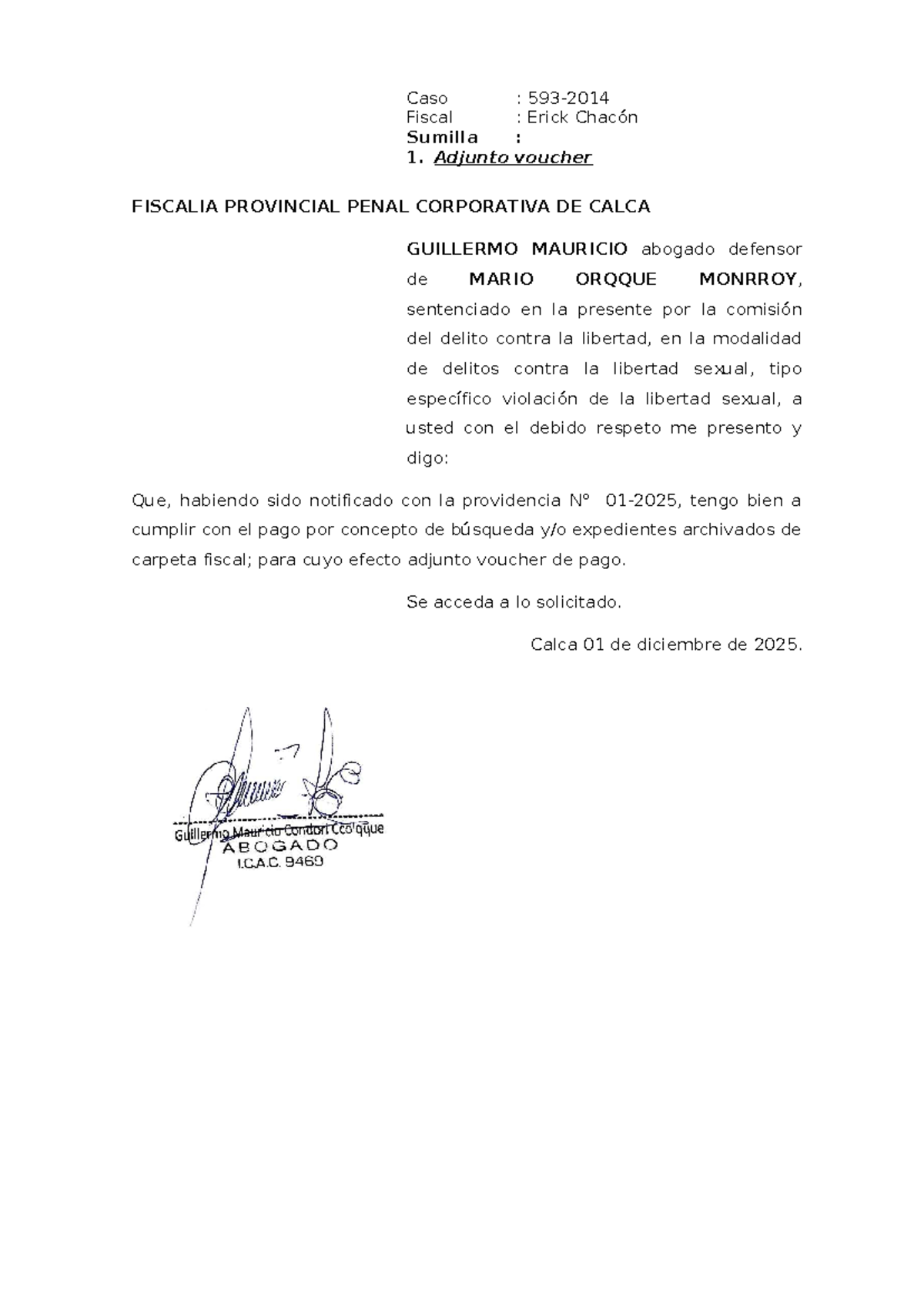 Caso Fiscal: Erick Chacón - Solicitud de Pago de Búsqueda de ...