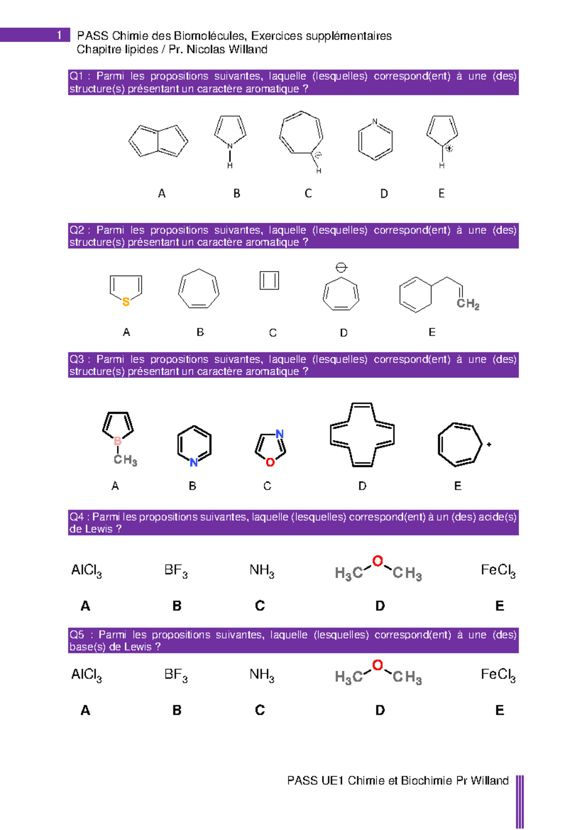 PASS UE1 Chimie des Biomolécules - Exercices Supplémentaires - Studocu