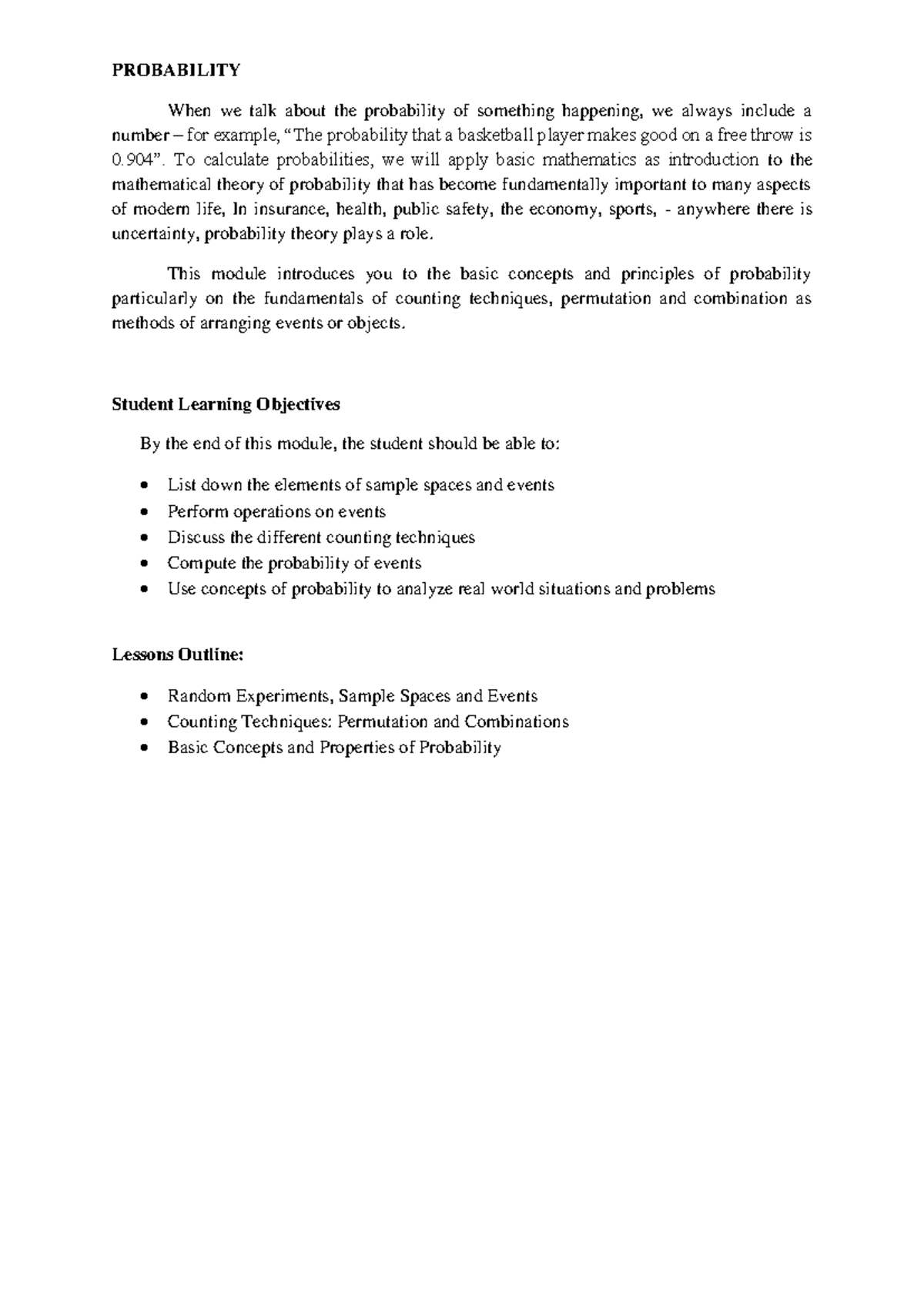 Probability 2.docx - PROBABILITY When we talk about the probability of ...