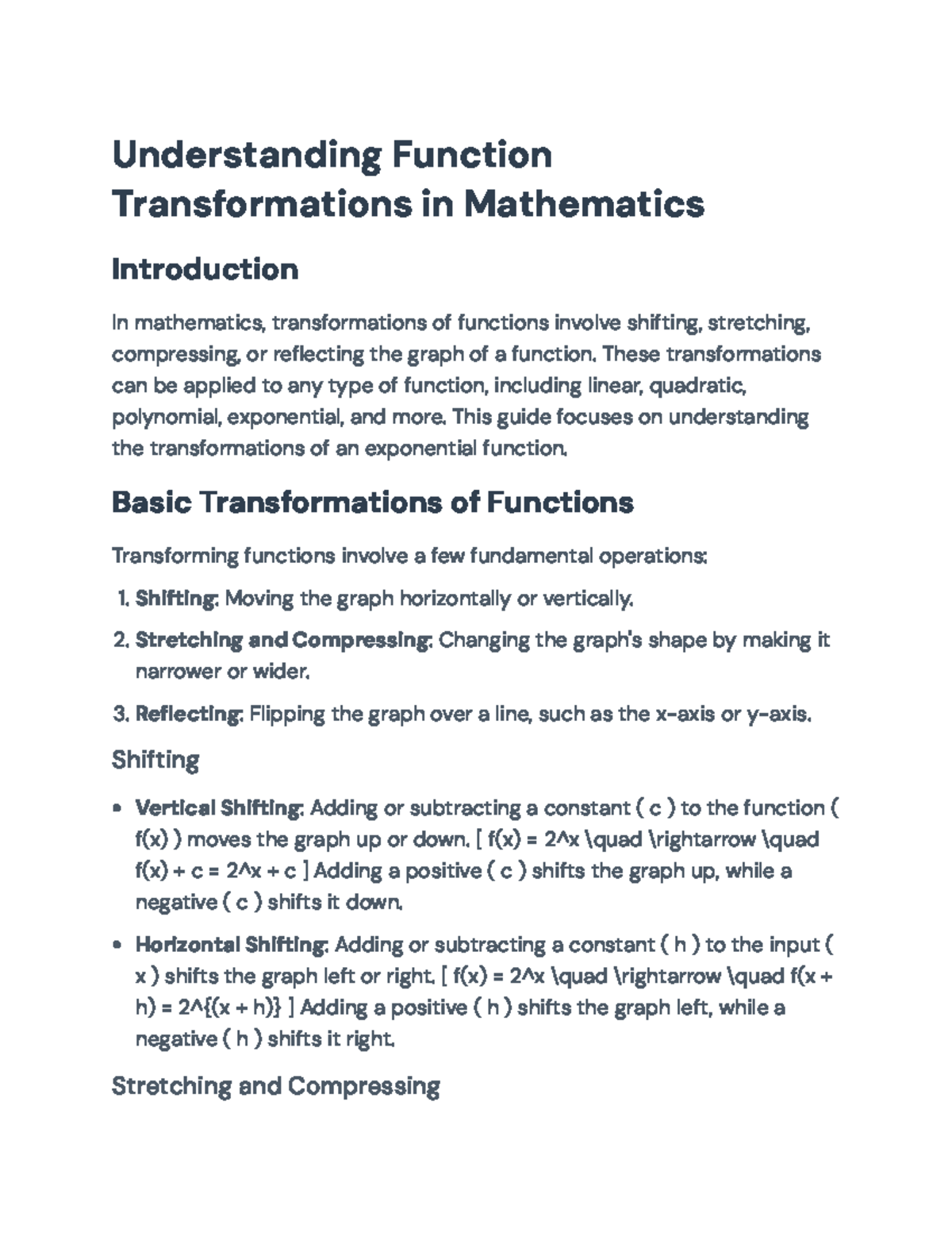 Understanding Transformations of Exponential Functions in Mathematics ...