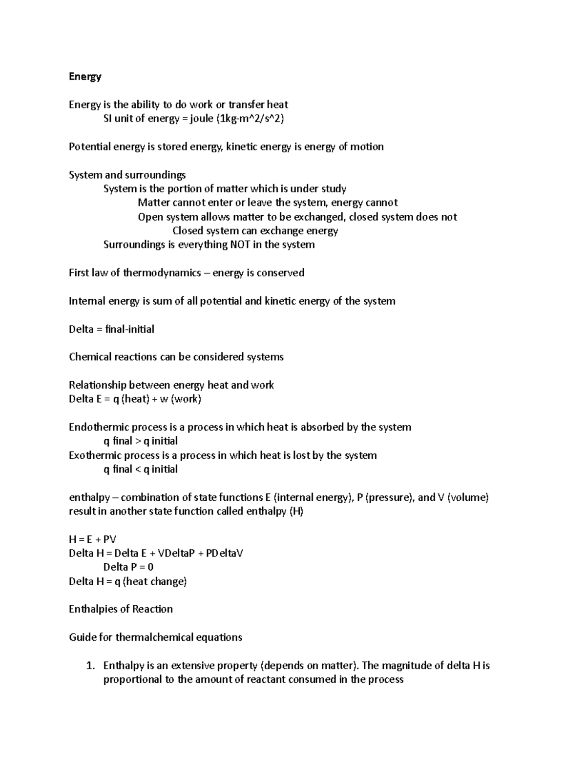 CH110 Chapter 5 - Energy Energy is the ability to do work or transfer ...