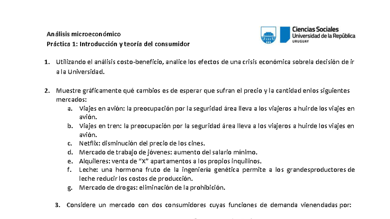 Práctica 1: Análisis Microeconómico del Consumidor y Crisis Económica - Studocu