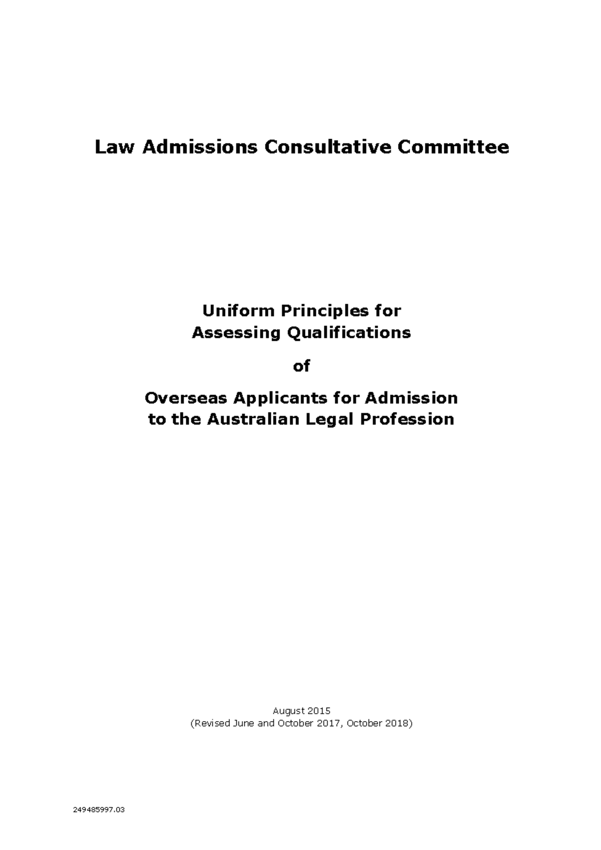 Uniform Principles for Assessing Overseas Legal Qualifications (LACC ...