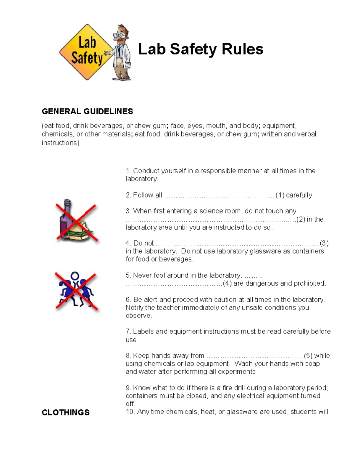 Lab Safety Rules: General Guidelines for Safe Practices - Studocu