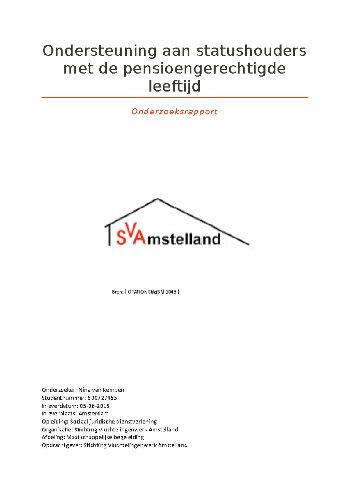 Voorbeeld onderzoeksrapport kwalitatief onderzoek Praktijkopdracht 2018 ...