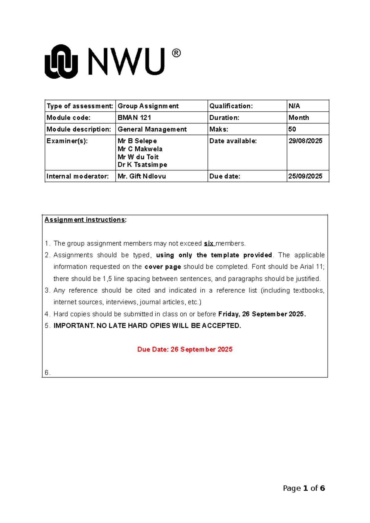 BMAN 121 2025 Group Assignment: Case Study on Soweto Book Café - Studocu
