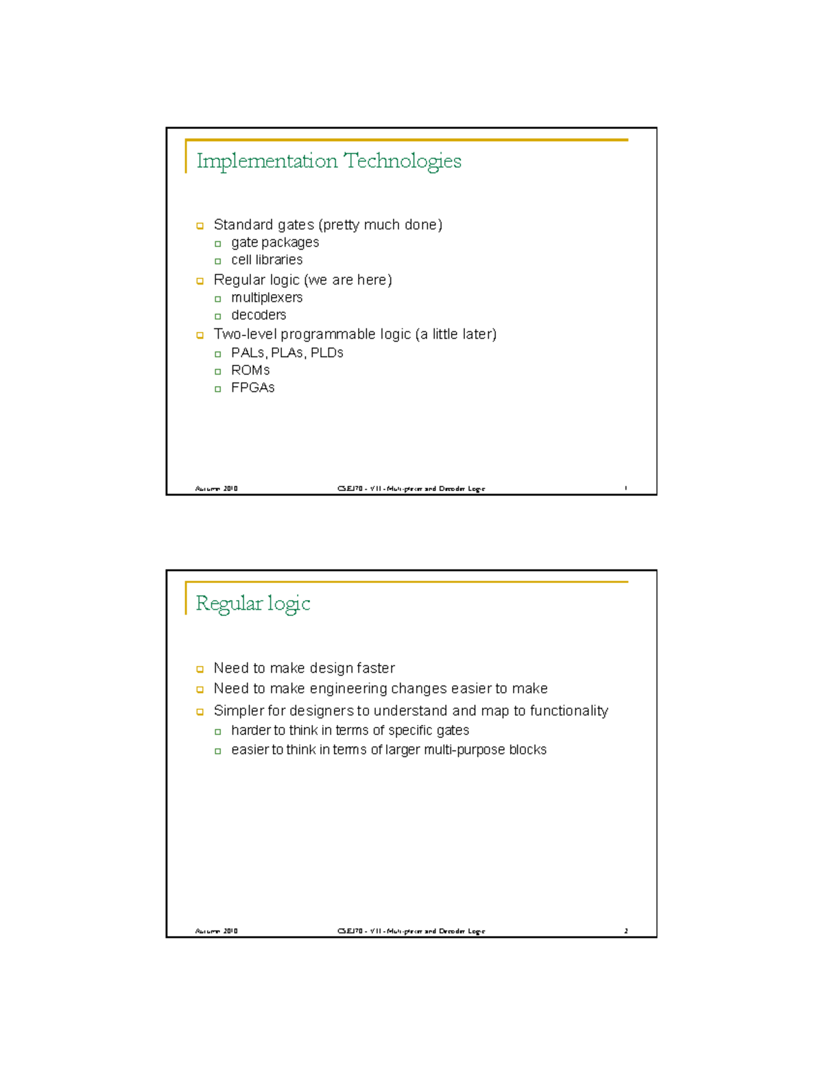CSE370 VII Final Exam Notes: Multiplexers and Decoders Logic - Studocu
