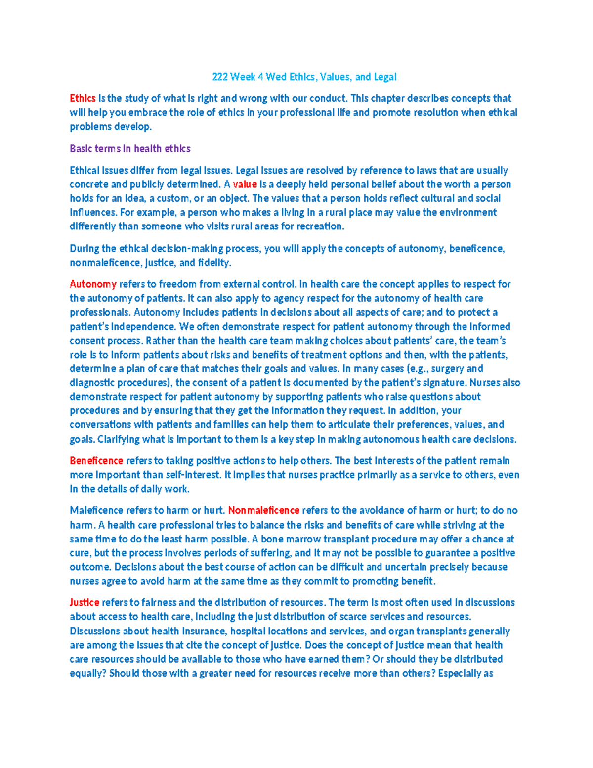 222 Week 4 Wed: Understanding Ethics, Values, and Legal Implications in ...
