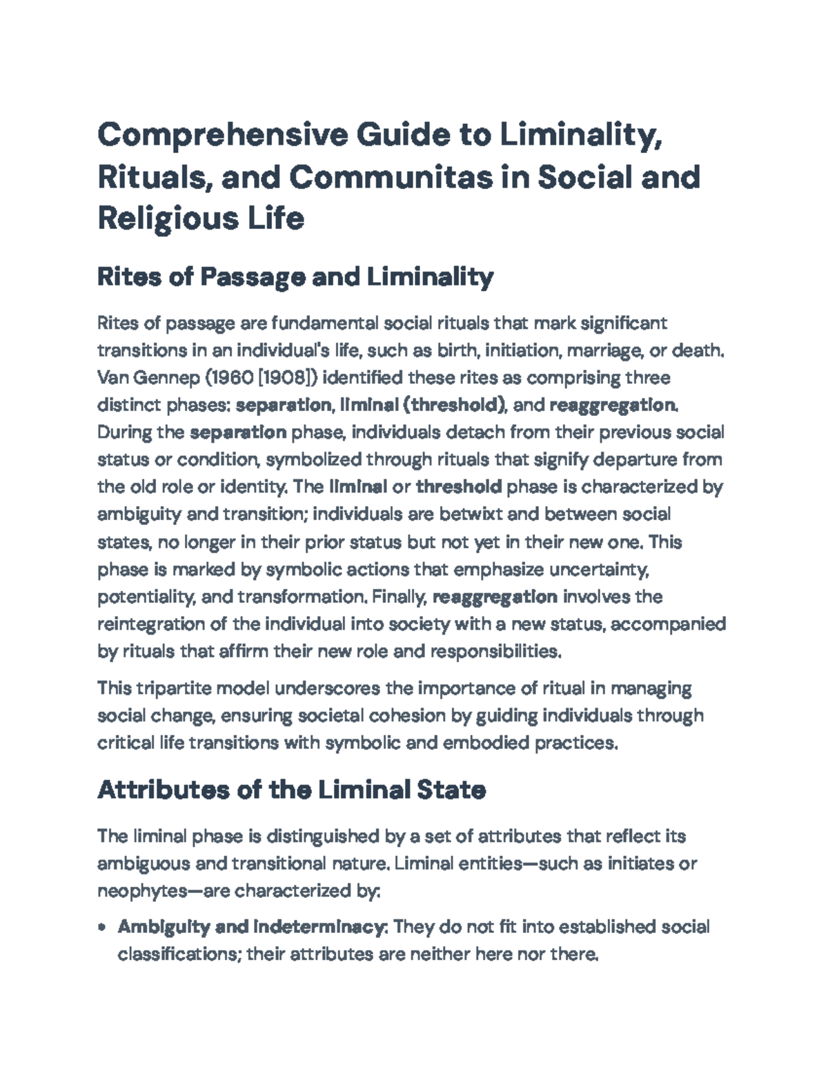 Liminality and Communitas: A Comprehensive Study of Rites (SOC 101 ...