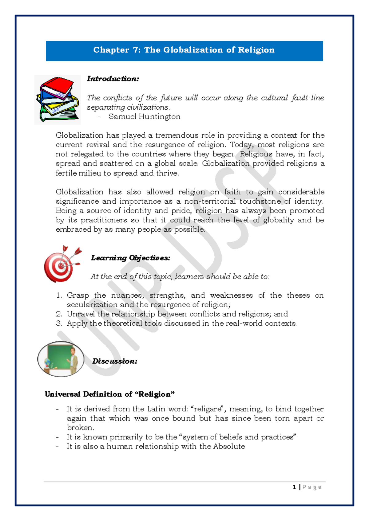 Worktext TCW Chapter 7: The Globalization of Religion and Its Impact ...