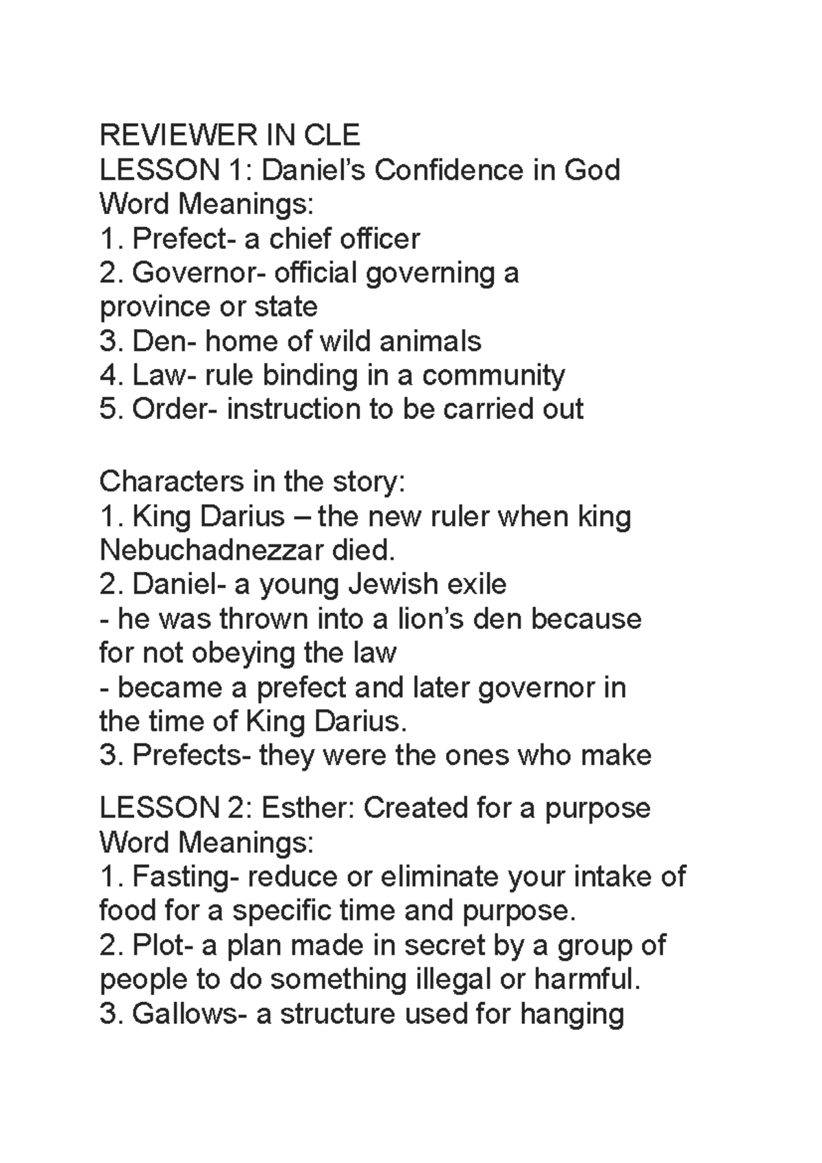 CLE Reviewer: Lesson Insights and Word Meanings on Faith and Testimony ...