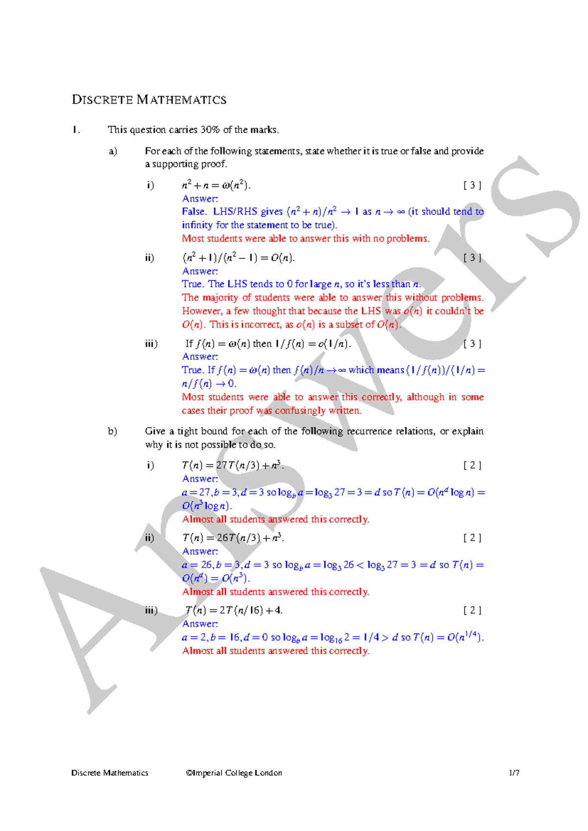 Discrete Mathematics Exam Answers - College London - Studocu