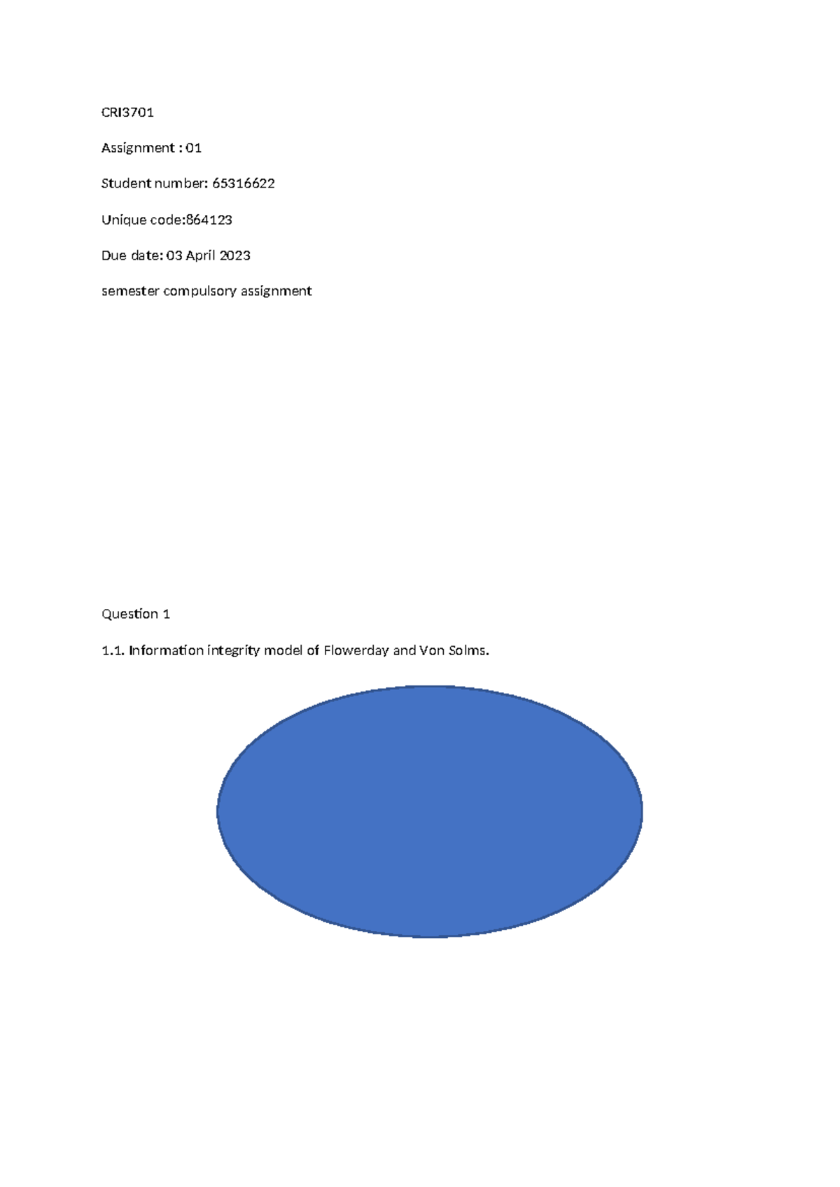 CRI3701 assignment - CRI Assignment : 01 Student number: 65316622 ...