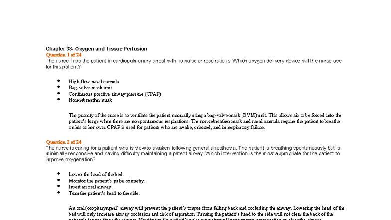 Chapter 38: Oxygen and Tissue Perfusion - Key Nursing Interventions ...