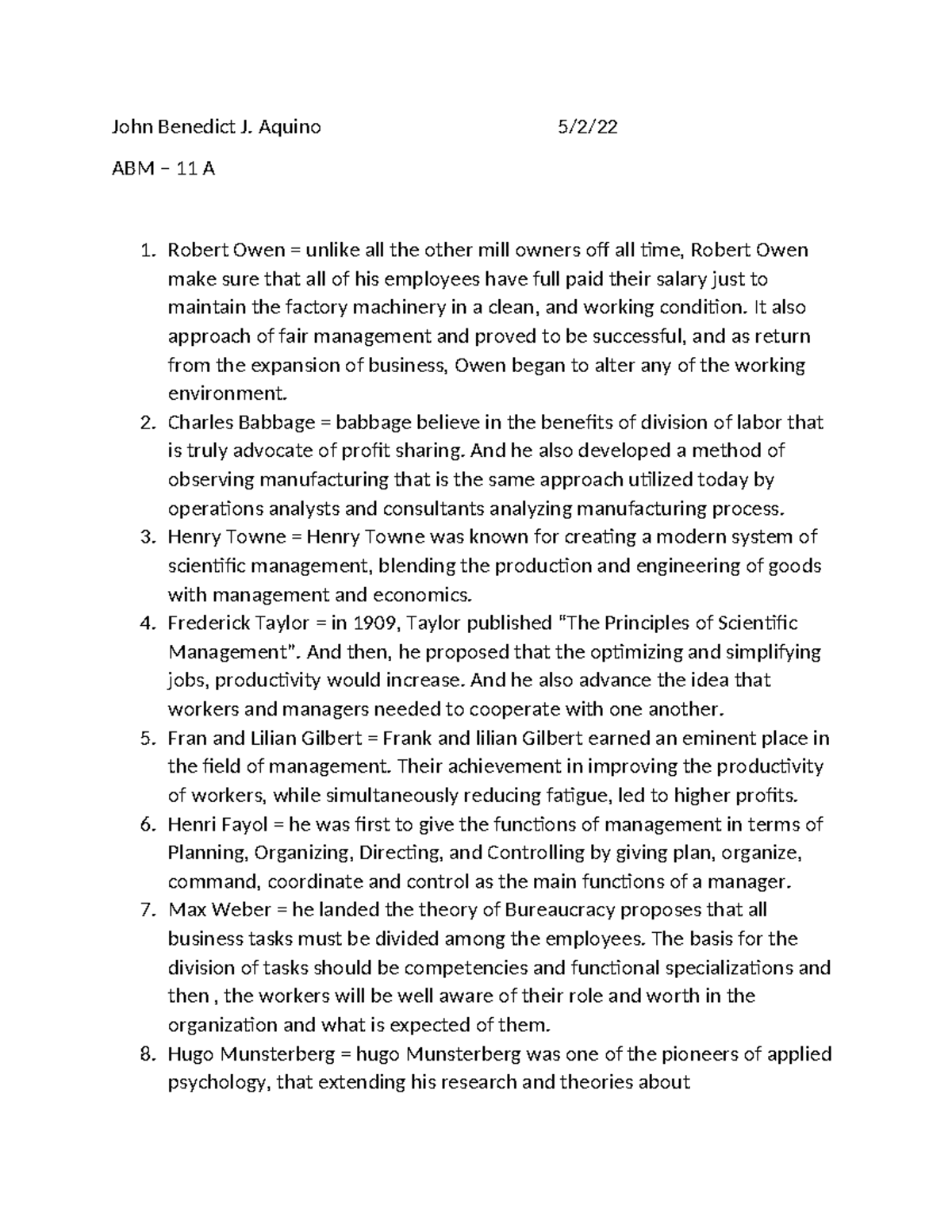 ABM 11 A 1: Key Figures in Business Management History - Studocu